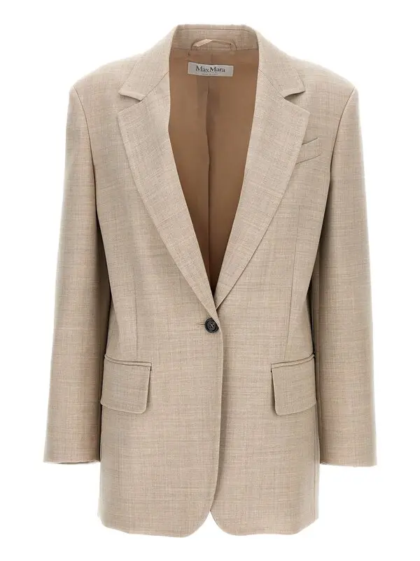 Max Mara Wool Gabardine Blazer - Beige