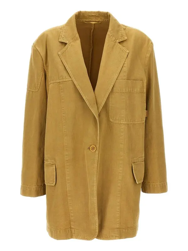 Max Mara Garment-dyed Cotton Canvas Blazer - Beige