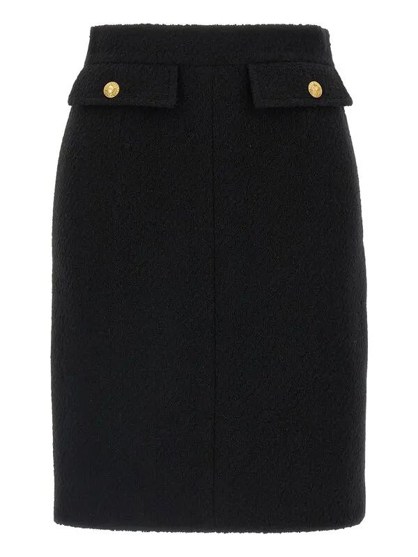 Chloé Bouclé Wool Midi Skirt - Black