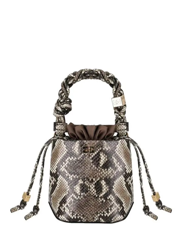 GANNI Bou Bucket Bag With Python Print - Green
