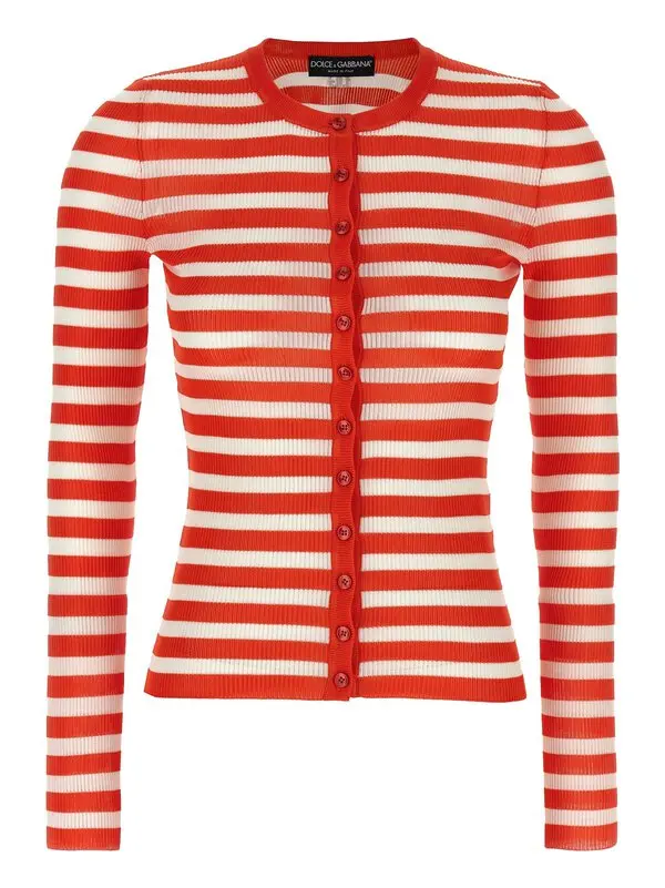 Dolce & Gabbana Striped Viscose Cardigan - Orange