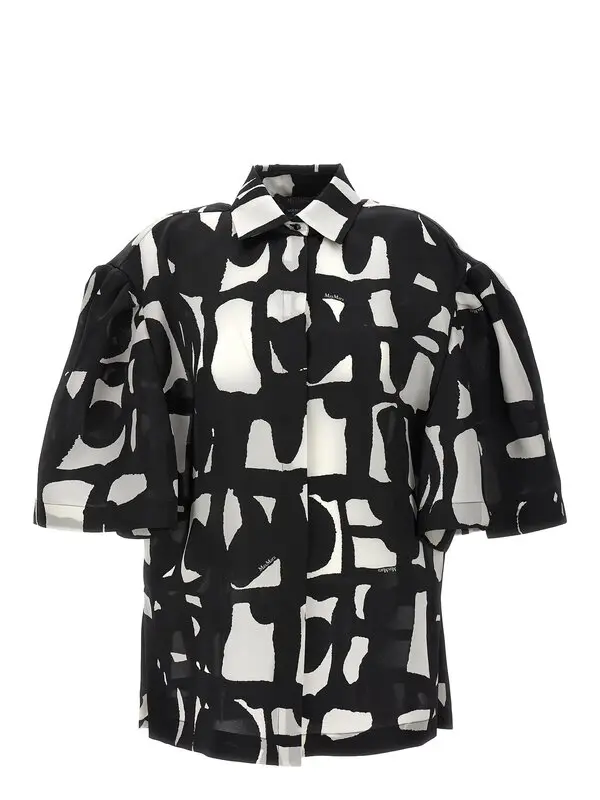 Max Mara Carella Printed Silk Shirt - White/black