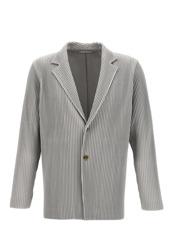 Issey Miyake Single Breasted Pleated Blazer - Gray