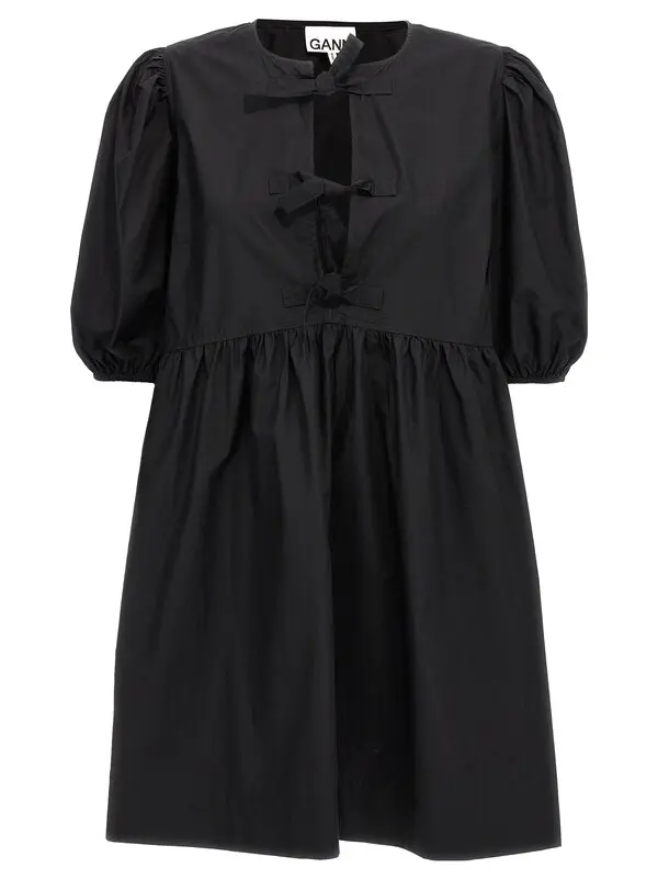 GANNI Knot Poplin Dress - Black