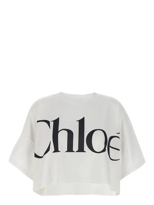 Chloé Logo Crop T-shirt - White/black