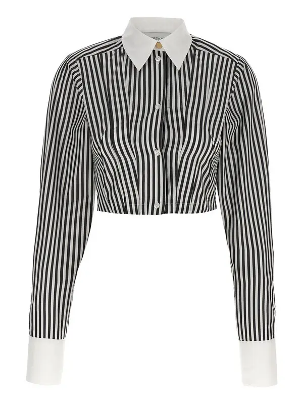 Sportmax Abano Striped Cotton Poplin Shirt - White/black