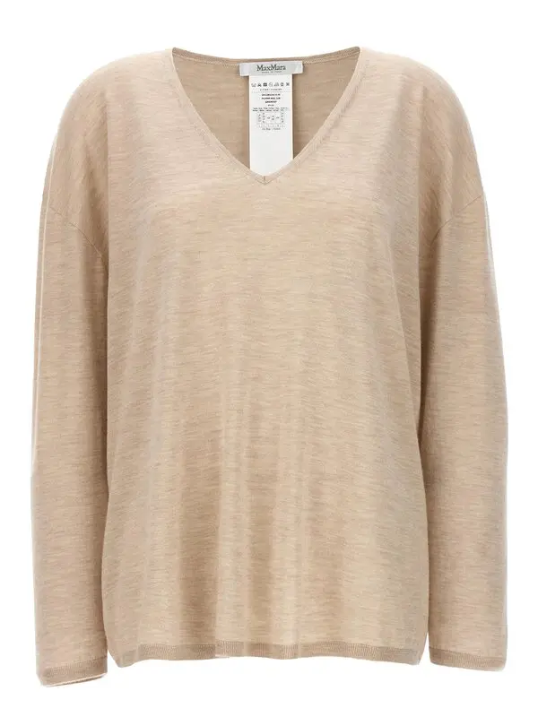 Max Mara Freccia Cashmere V-neck Sweater - Beige