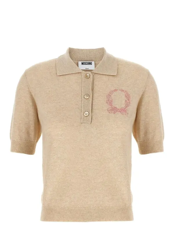 Moschino Polo Cashmere Blend Sweater - Beige