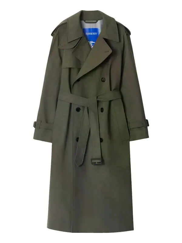 Burberry Long Wool Trench Coat - Green