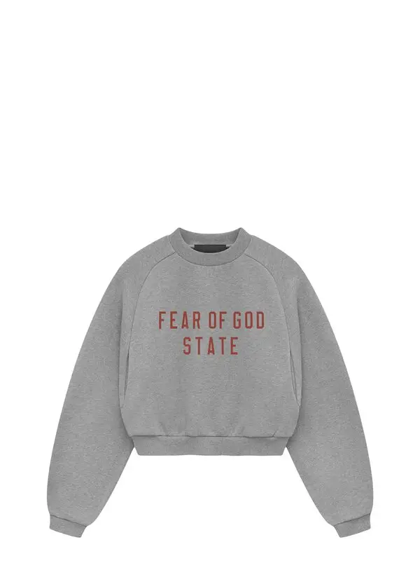 Fear Of God Fleece Cropped Crewneck - Grey