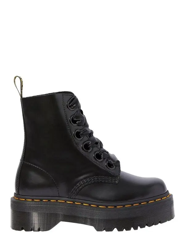 Dr. Martens Leather Platform Boots - Black