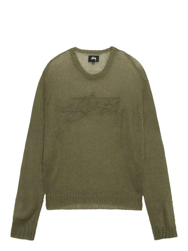 StÜssy Loose Knit Logo Sweater - Green
