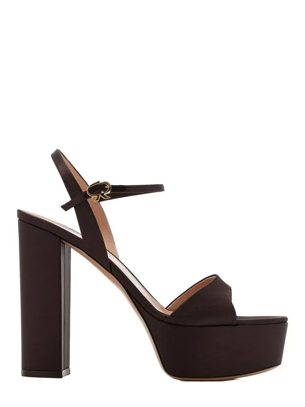 GIANVITO ROSSI Crepe Satin Platform Sandals - Brown