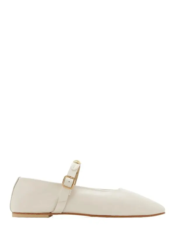 Freda Salvador Jane Embellished Leather Ballet Flats - Ivory