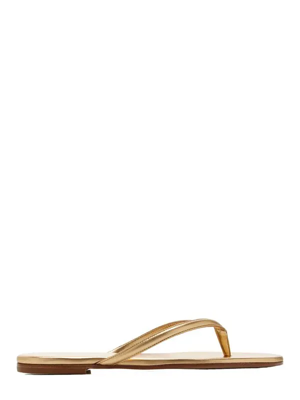 GIANVITO ROSSI Calypso Metallic Leather Thong Sandals - Gold