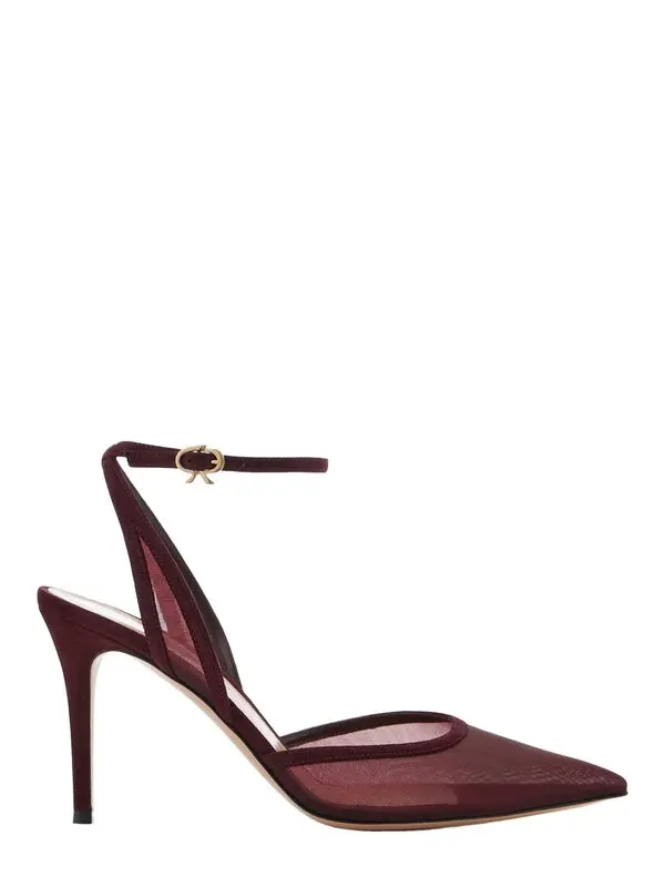 GIANVITO ROSSI Suede And Organza Pumps - Burgundy