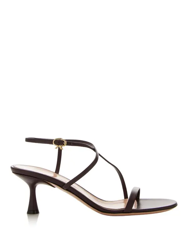 GIANVITO ROSSI Criss-cross Leather Kitten Heel Sandals - Brown
