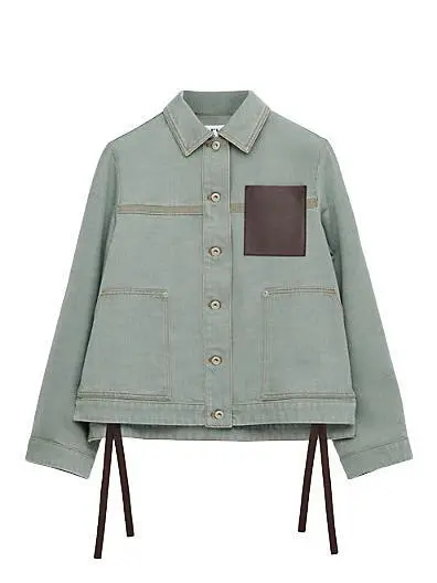Loewe Anagram-patch Cotton Workwear Jacket - Khaki Green