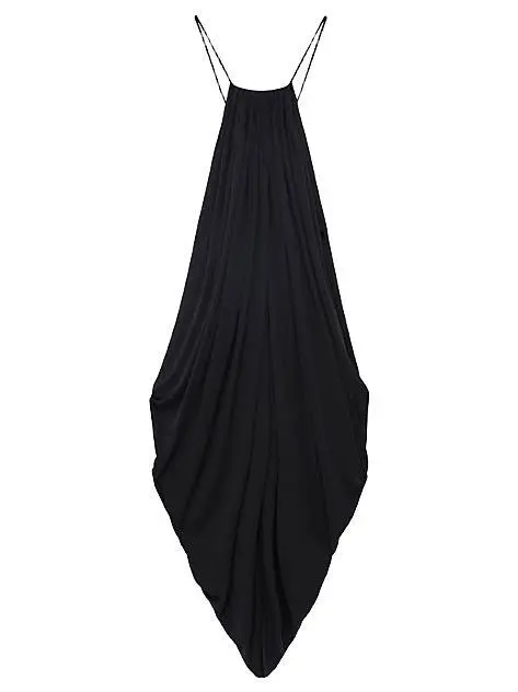 Loewe Anagram Hardware Draped Silk Midi Dress - Black