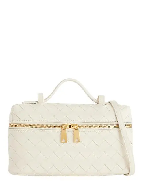 Bottega Veneta Leather Cross Body Bag - Sea Salt-gold
