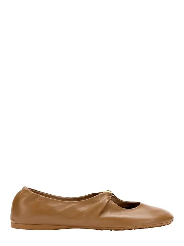 Loewe Pebble Leather Ballerina Flats - Oak