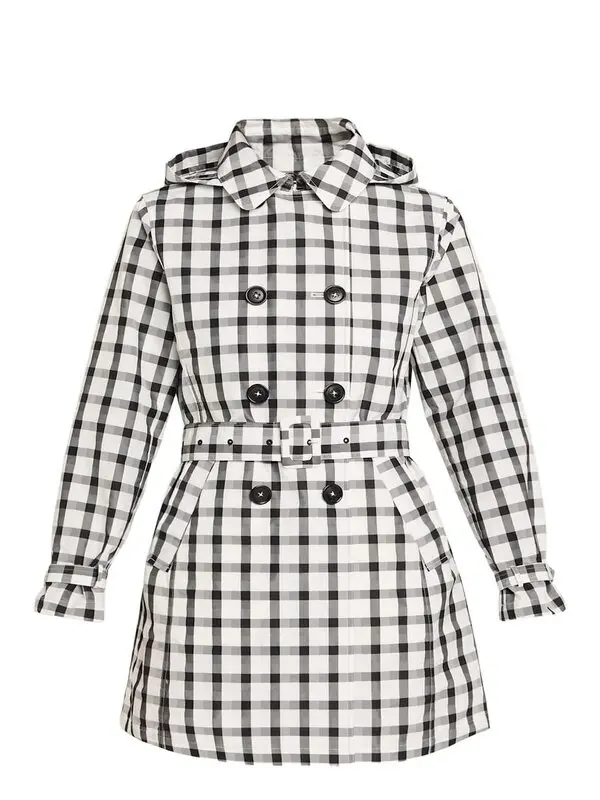 Jane Post Double-breasted Check Taffeta Trench Coat - Blackwhite