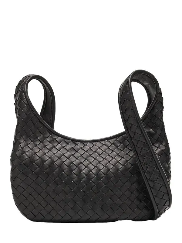 Bottega Veneta Intrecciato Leather Shoulder Bag - Black