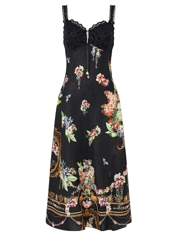 Camilla Embroidered Bias-cut Midi Dress - Noble Endeavours