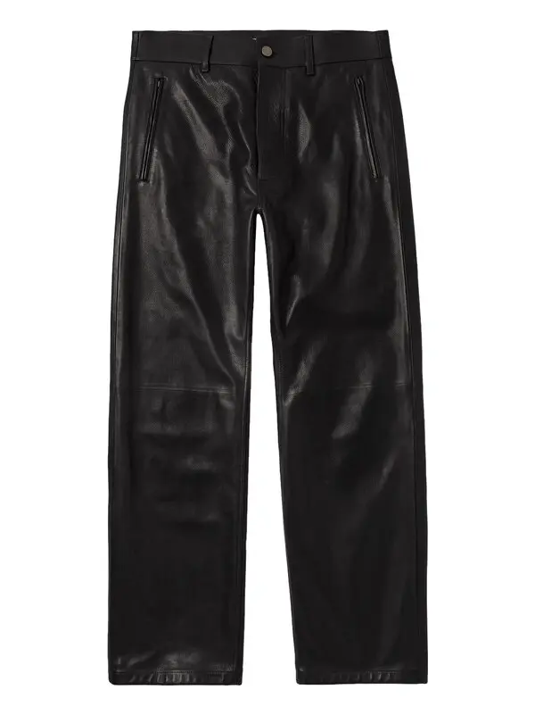 Fear Of God Straight-leg Full-grain Leather Trousers - Black