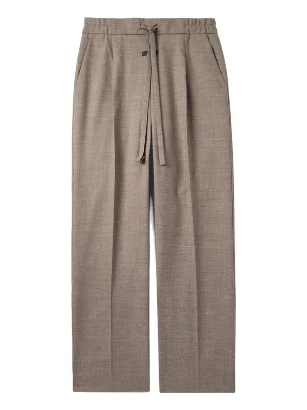 Fear Of God Classic Straight-leg Pleated Wool Trousers - Brown