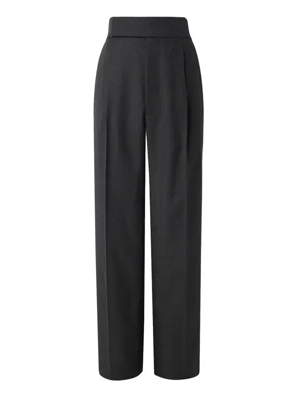 Fear Of God Straight-leg Pleated Virgin Wool-herringbone Suit Trousers - Black