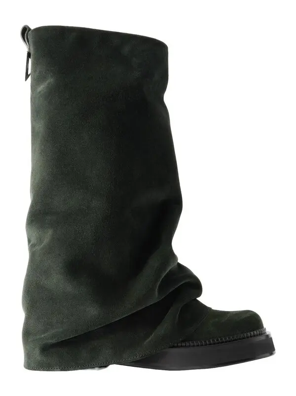 Attico Robin Layered Knee High Suede Boots - Green