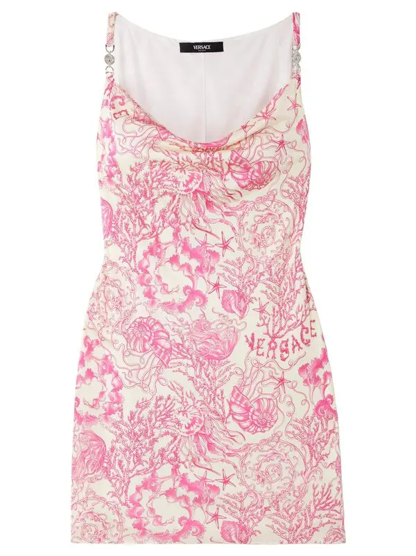 Versace Embellished Printed Silk-satin Mini Dress - Pink