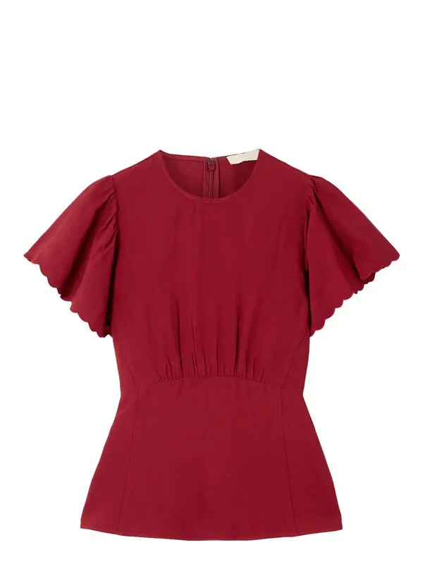 Ulla Johnson Nejma Ruffled Crepe Blouse - Red