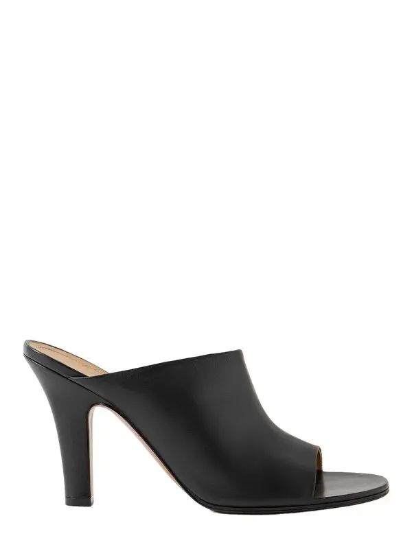 THE ROW Signum Leather Mules - Black