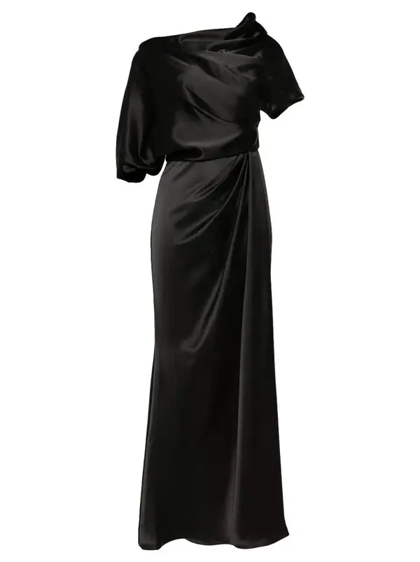 Amsale Satin Off-shoulder Gown - Black
