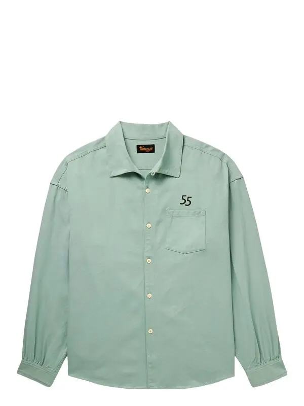 Visvim Palmer Convertible-collar Embroidered Cotton-twill Shirt - Green