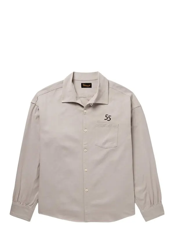 Visvim Palmer Convertible-collar Embroidered Cotton-twill Shirt - Brown