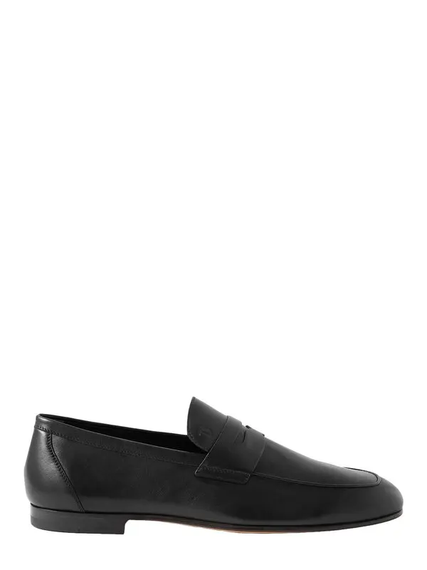 TOD'S Leather Penny Loafers - Black