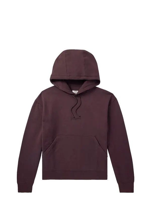 Saint Laurent Logo-embroidered Cotton-jersey Hoodie - Brown