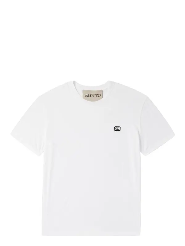 Valentino Garavani Logo-appliquéd Cotton-jersey T-shirt - White