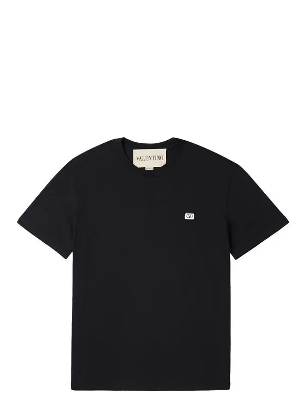 Valentino Garavani Logo-appliquéd Cotton-jersey T-shirt - Black