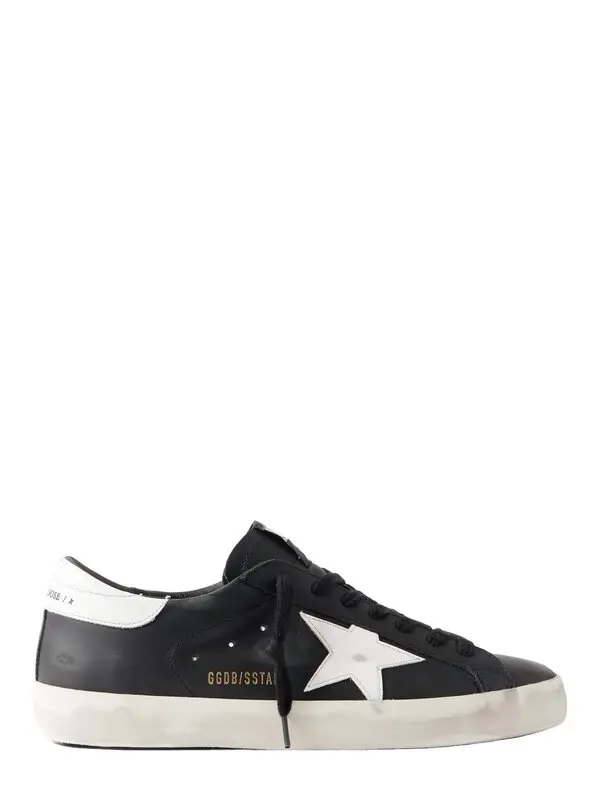 Golden Goose Super-star Distressed Leather Sneakers - Black