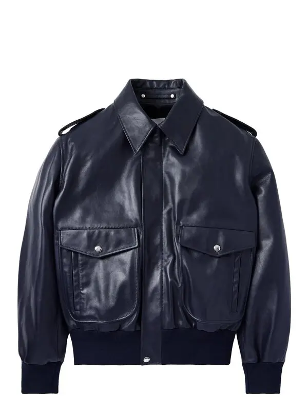 Givenchy Leather Bomber Jacket - Blue