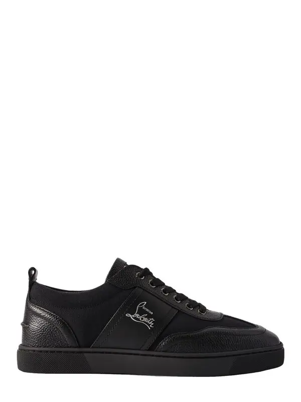 CHRISTIAN LOUBOUTIN Full-grain Leather-trimmed Canvas Sneakers - Black