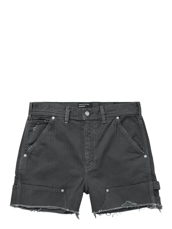Enfants Riches Déprimés Slim-fit Distressed Herringbone Denim Shorts - Black