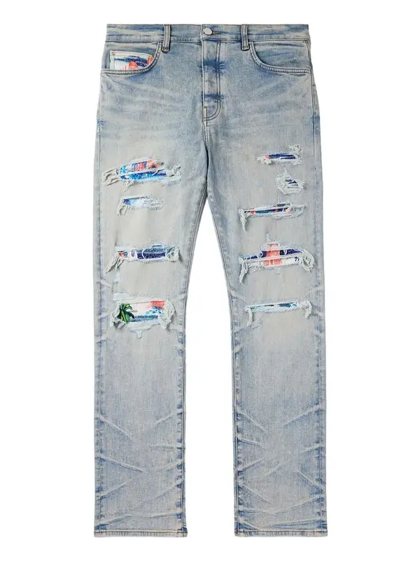 Amiri Aloha Thrasher Skinny-fit Jeans - Blue