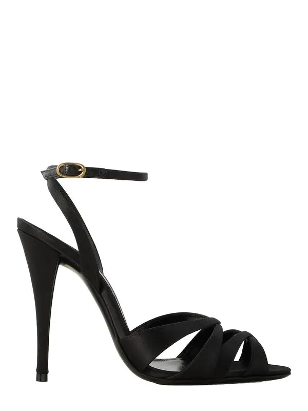 Saint Laurent Chandelle Leather-trimmed Satin Sandals - Black