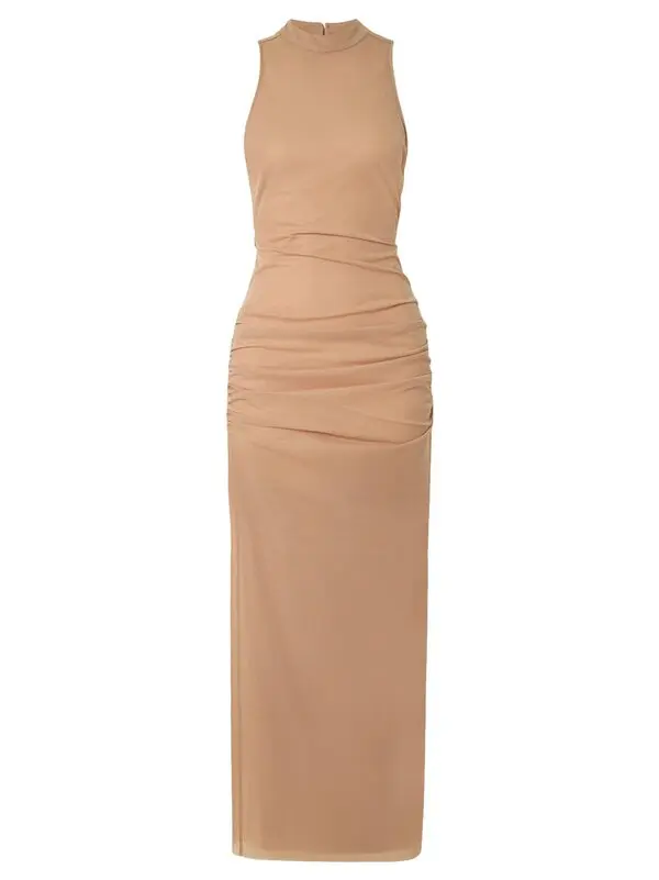 Sir The Label Ruby Open-back Gathered Crepe Midi Dress - Brown