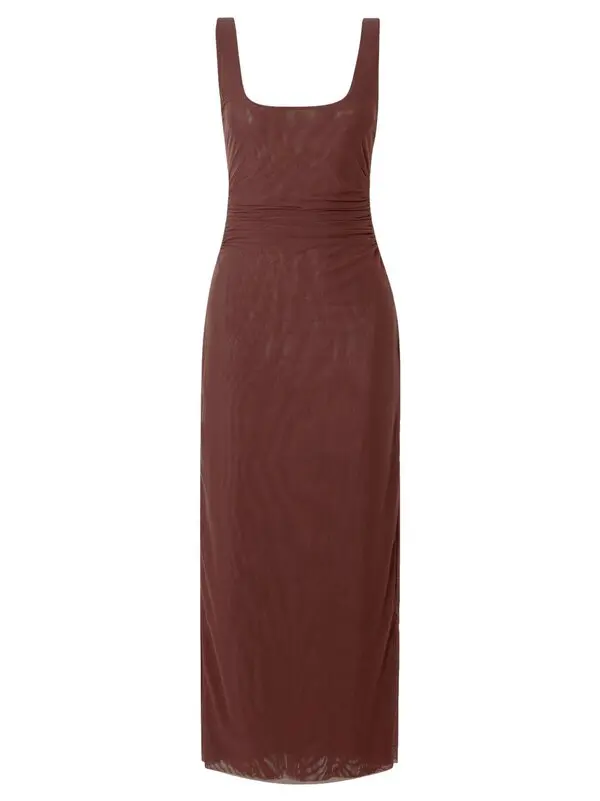 Sir The Label Jacques Open-back Gathered Midi Dress - Brown